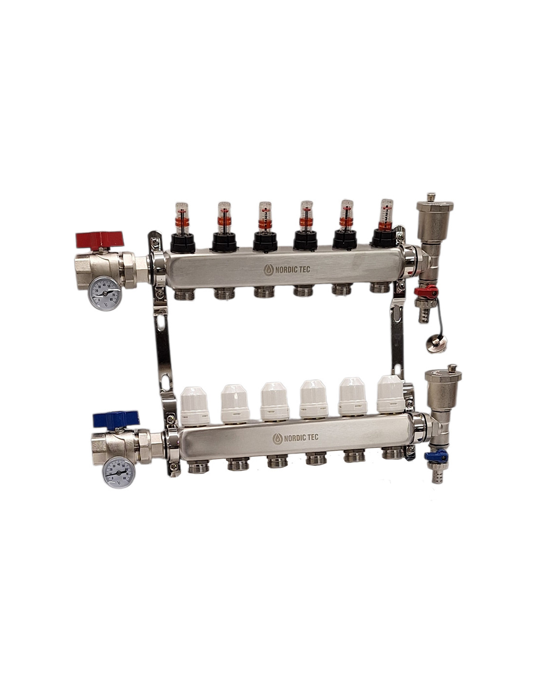 Collecteur chauffage au sol NORDIC TEC INOX 6 voies Option de raccords ...